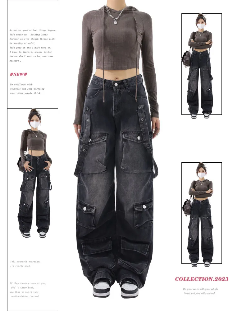 Black Gothic Cargo Jeans - Cherryourshop